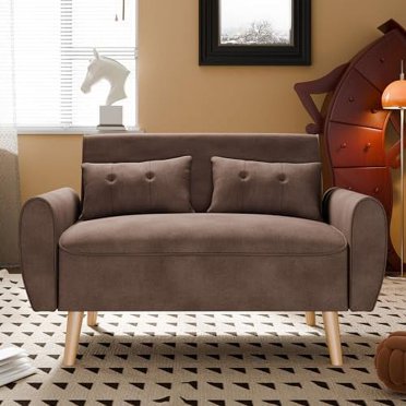 "Sobaniilo 47"" Modern Loveseat Sofa, Mid Century Linen Fabric 2-Seat ...