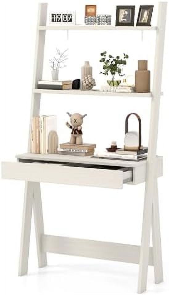 Youtuboom Ladder Desk with Countertop & Drawer Freestanding 2-Tier ...
