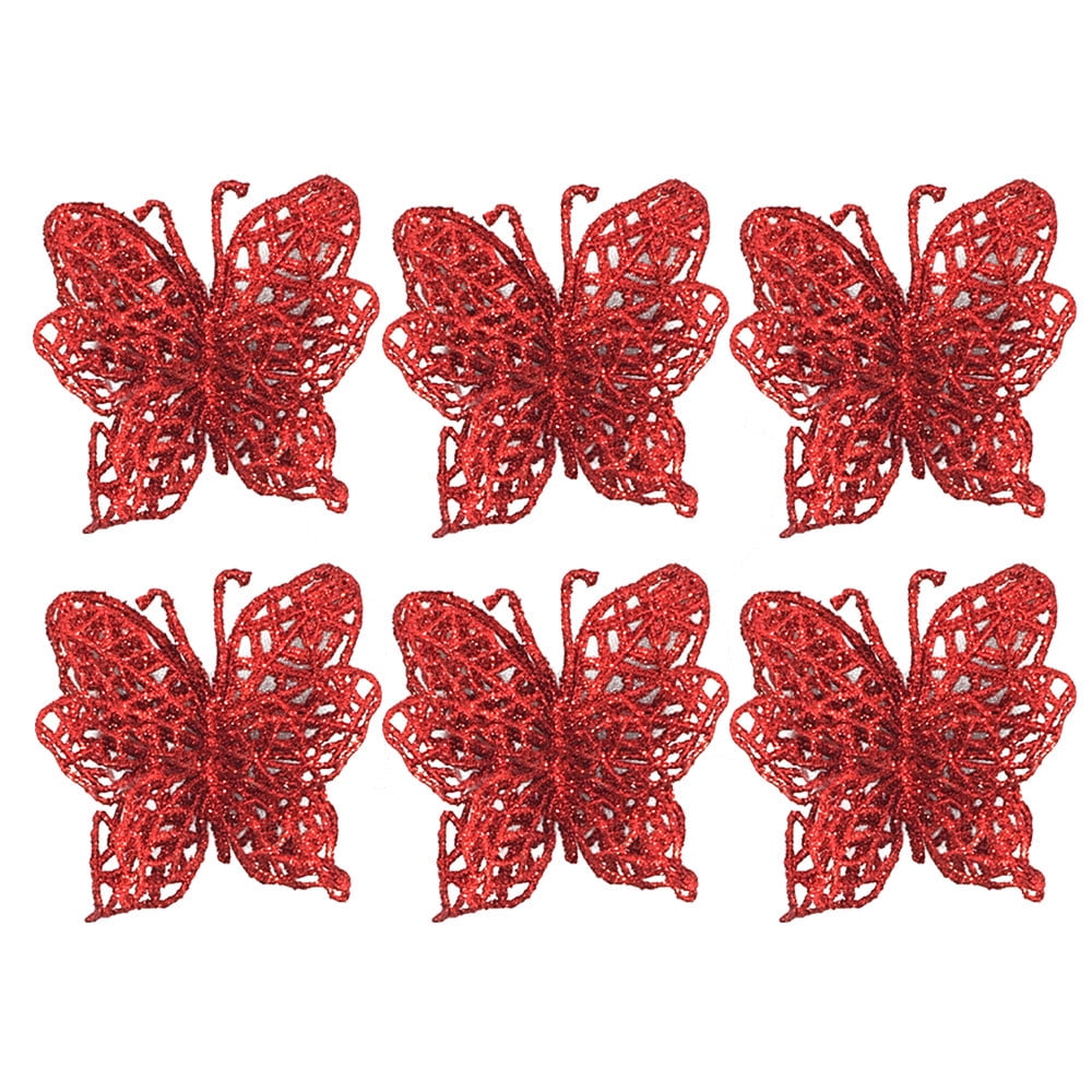 Youtuoke 6Pcs Christmas Tree Ornaments Christmas Simulation Butterfly ...