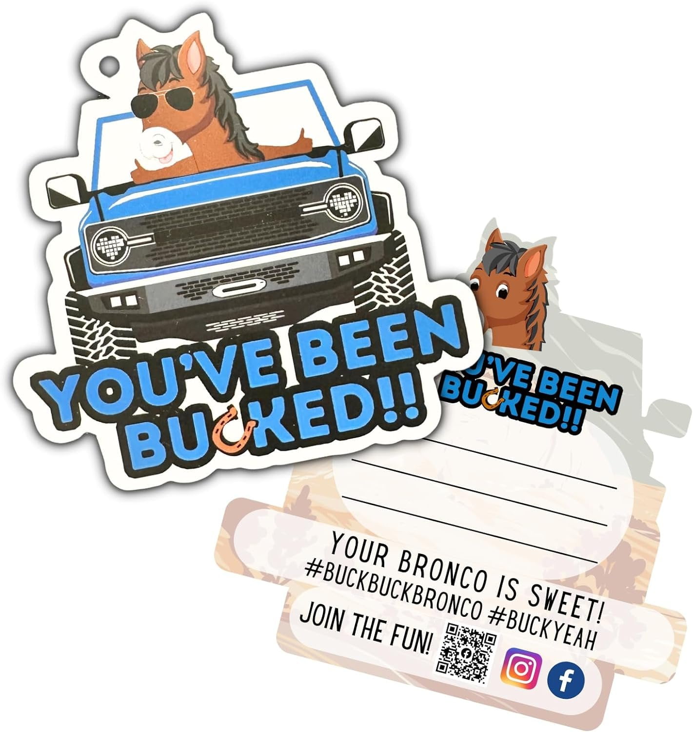 Youve Been Bucked Buck Buck Bronco Tags 35 Pack Car Shaped Cards Attach ...