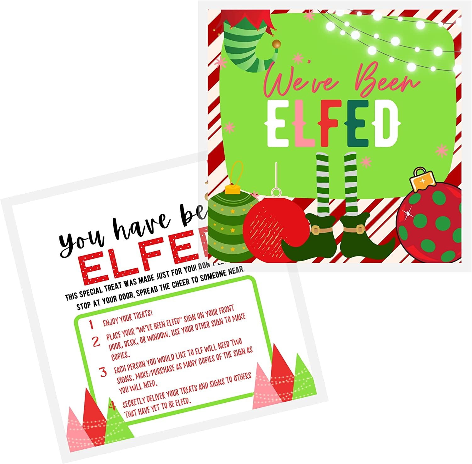 Youve Been Elfed Game Christmas Holiday 40 pk 8x8 inches Youve been ...