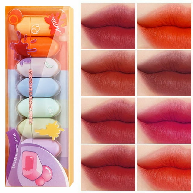 Youyingggg Chewing Gum Mini Lipstick 8 Color Lipstick Set Mini Lipstick ...