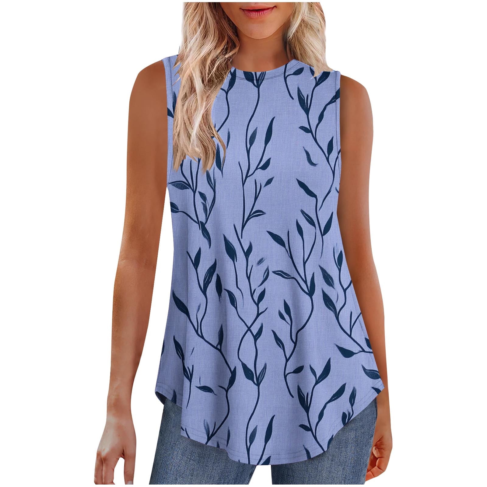 Youyipin Womens Summer Tank Tops Basic Tanks Crew Neck Sleeveless ...