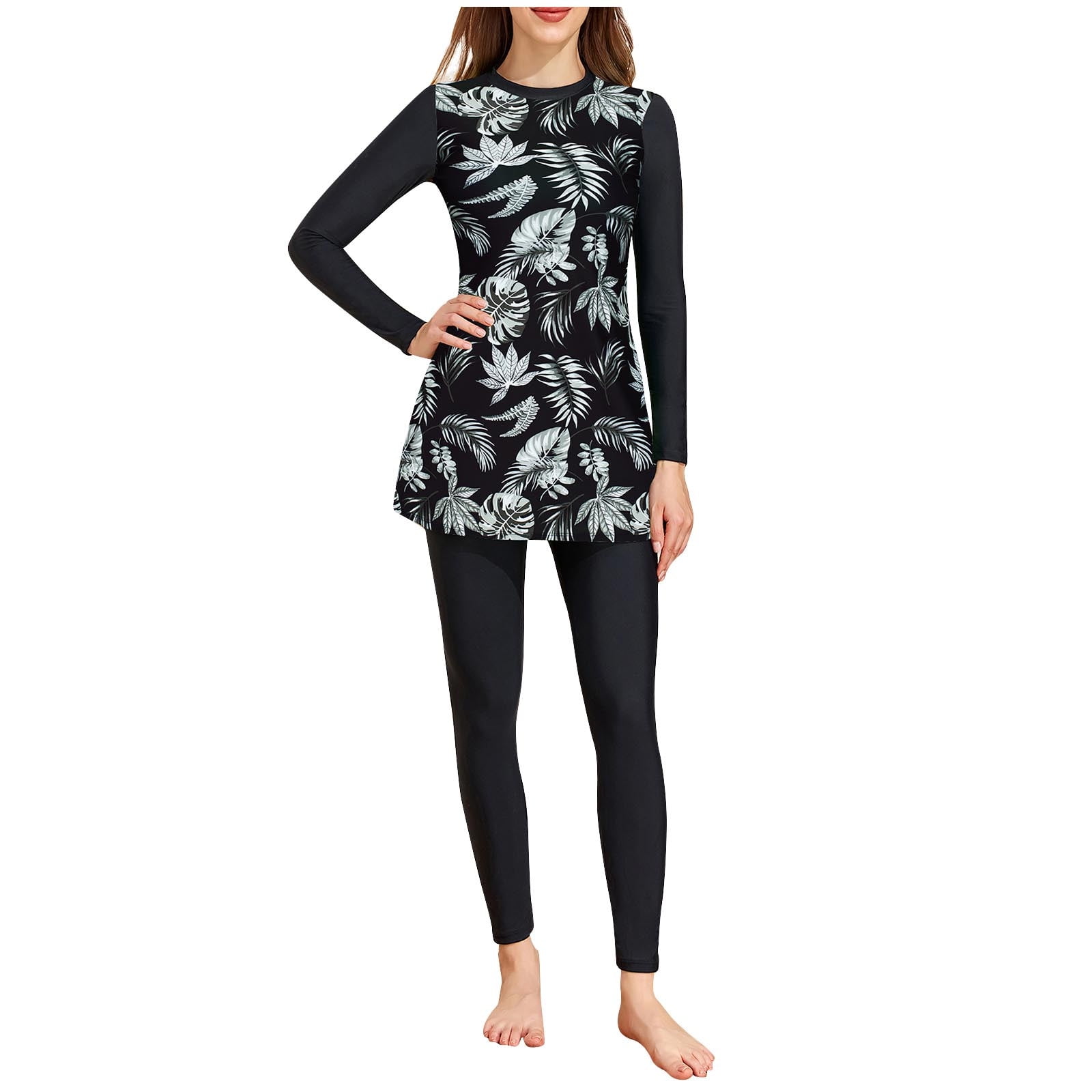 Youyipin Womens Swimsuits 2 Piece Full Body Swimsuit Rash Guard Long ...