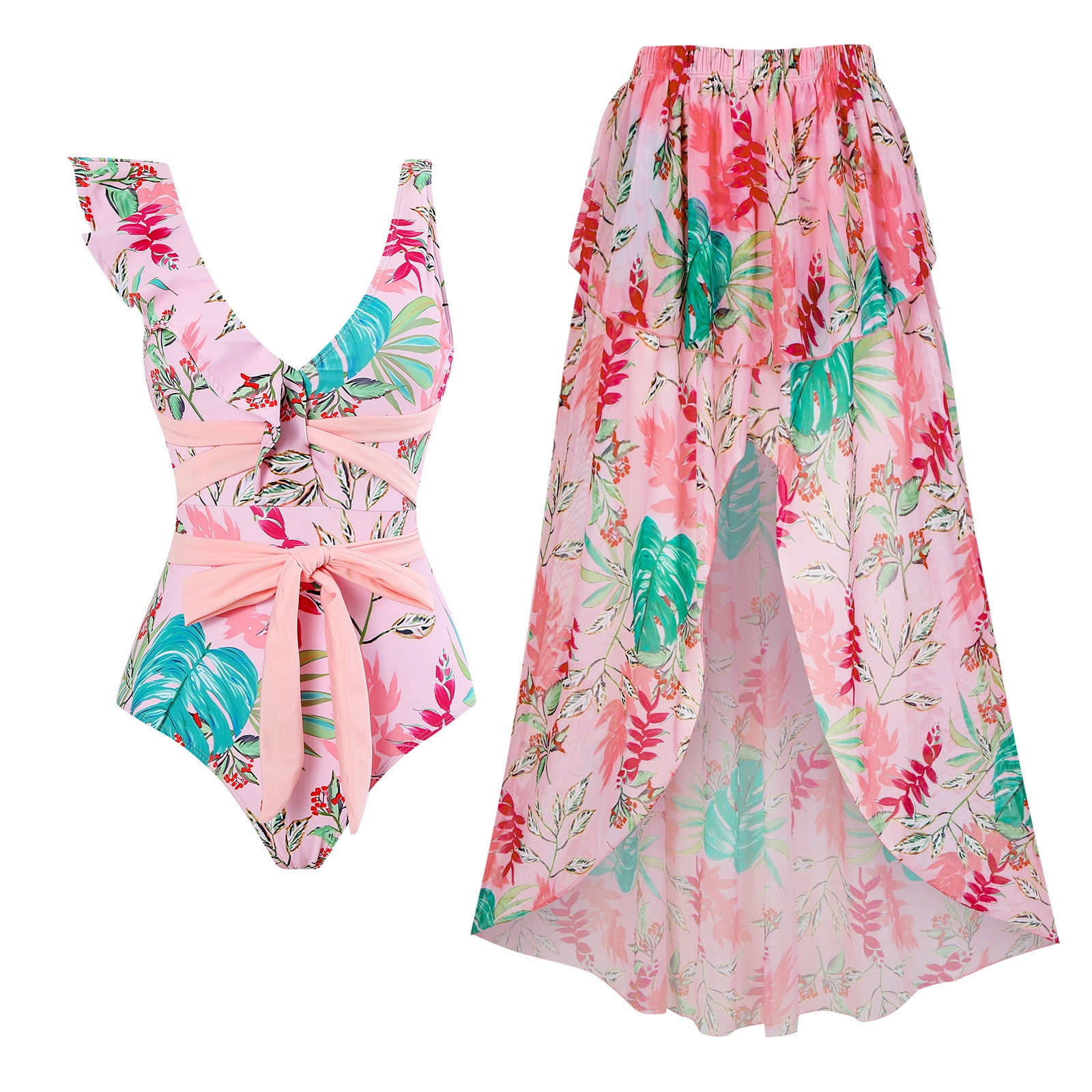 Youyipin Womens Swimsuits With Cover Up Sarong Wrap Floral Bathing ...