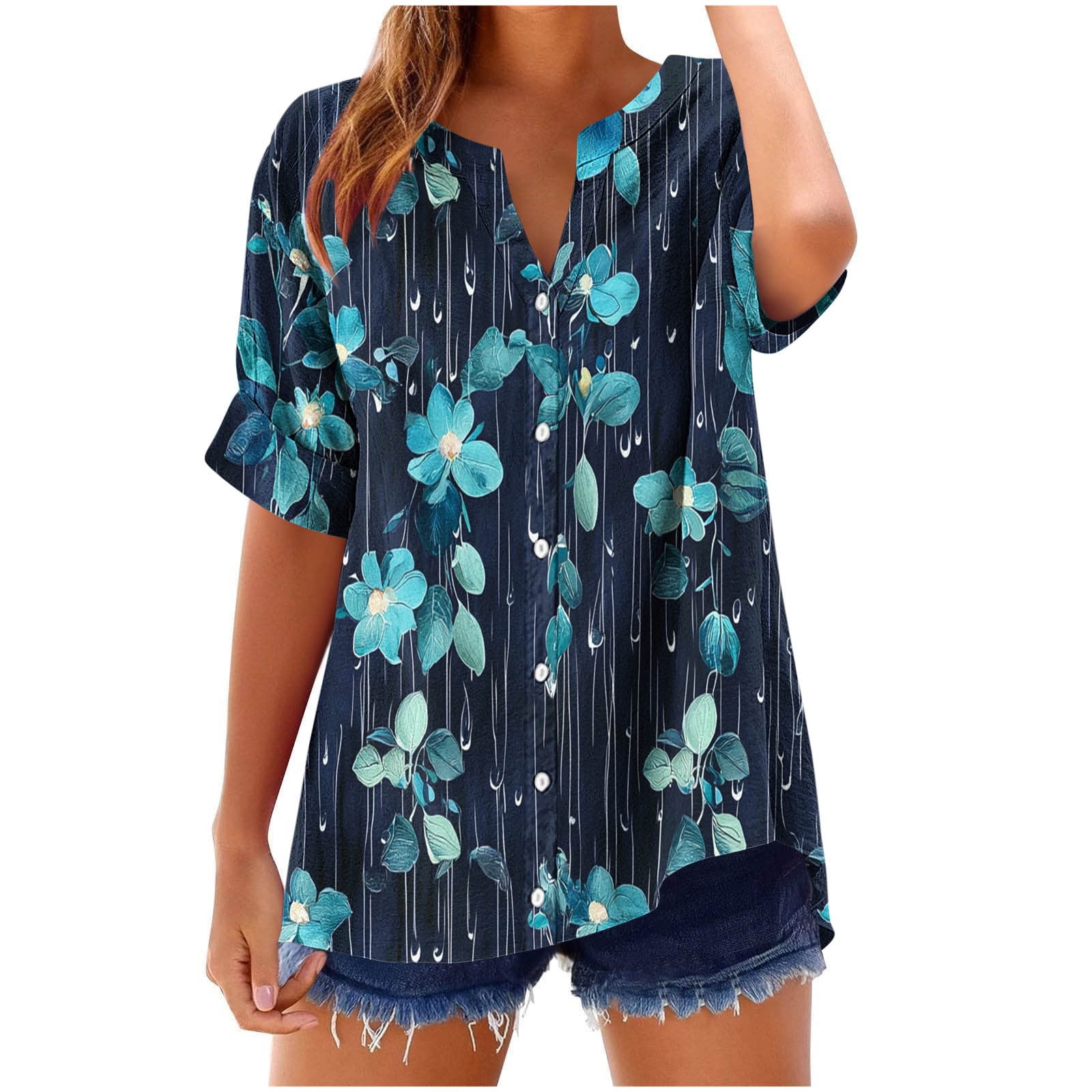 Youyipin Womens Tops Spring Fashion Dressy Short Sleeve Comfy Soft ...