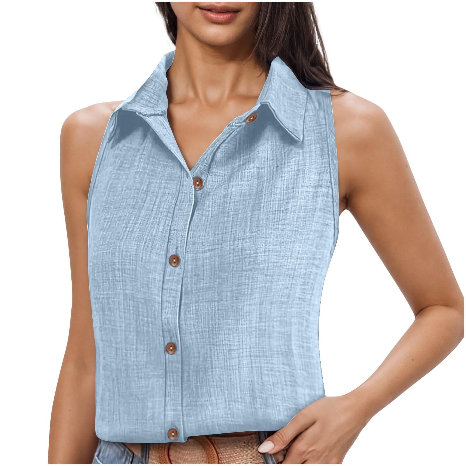 Yovpoce Blouses for Women Dressy Casual Womens Sleeveless Tops Down ...