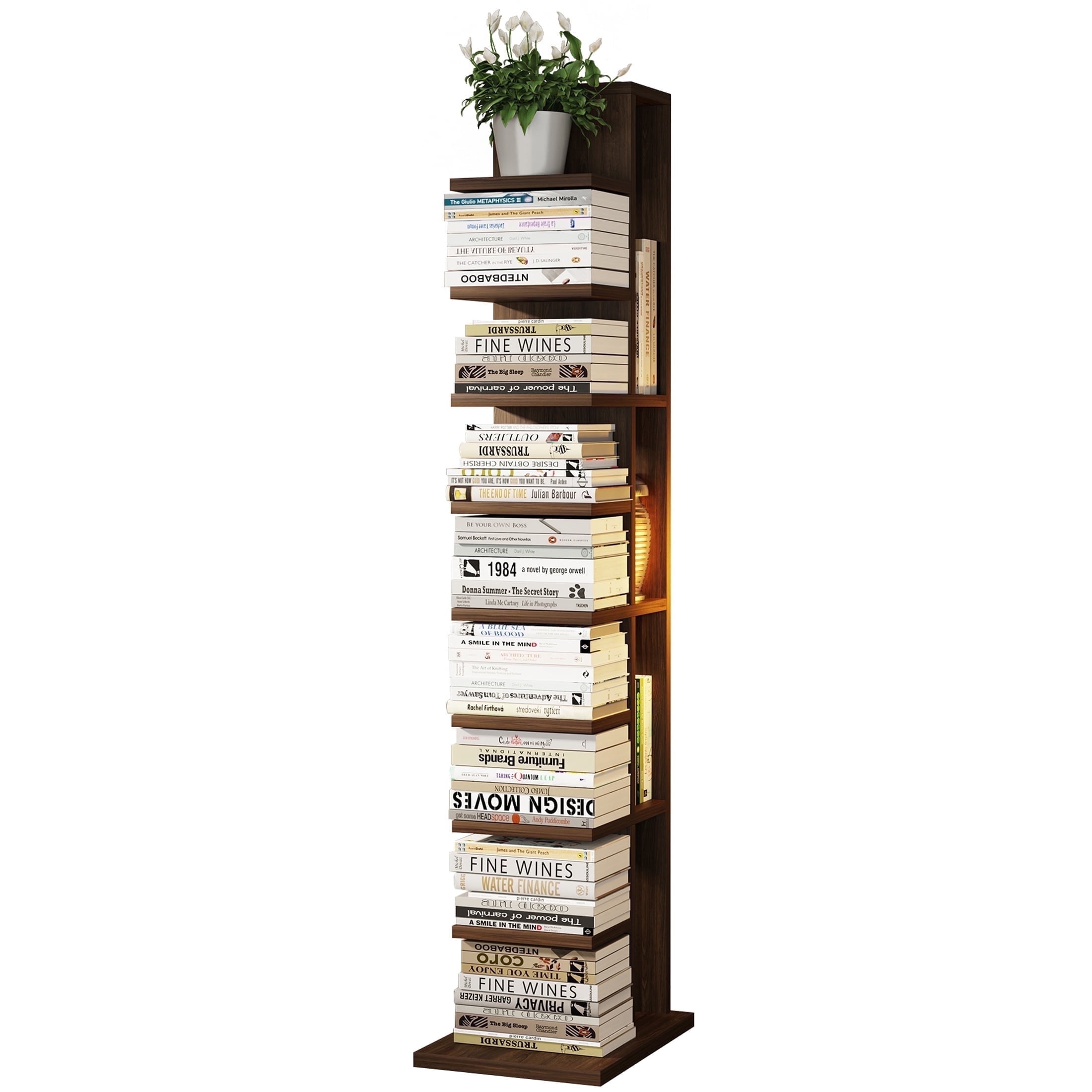 YOWOS 9-Tier Narrow Bookcase – Vertical Corner Bookshelf with Standing ...