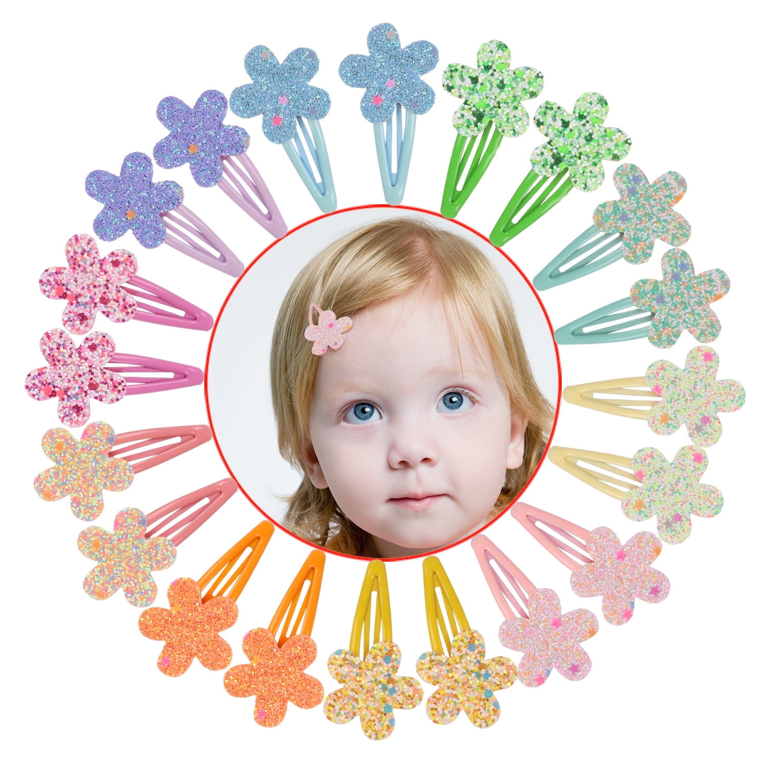 Yoyauz 10 Pieces of Girl Hair Clips, Sequins, Flower Shapes, Snap ...