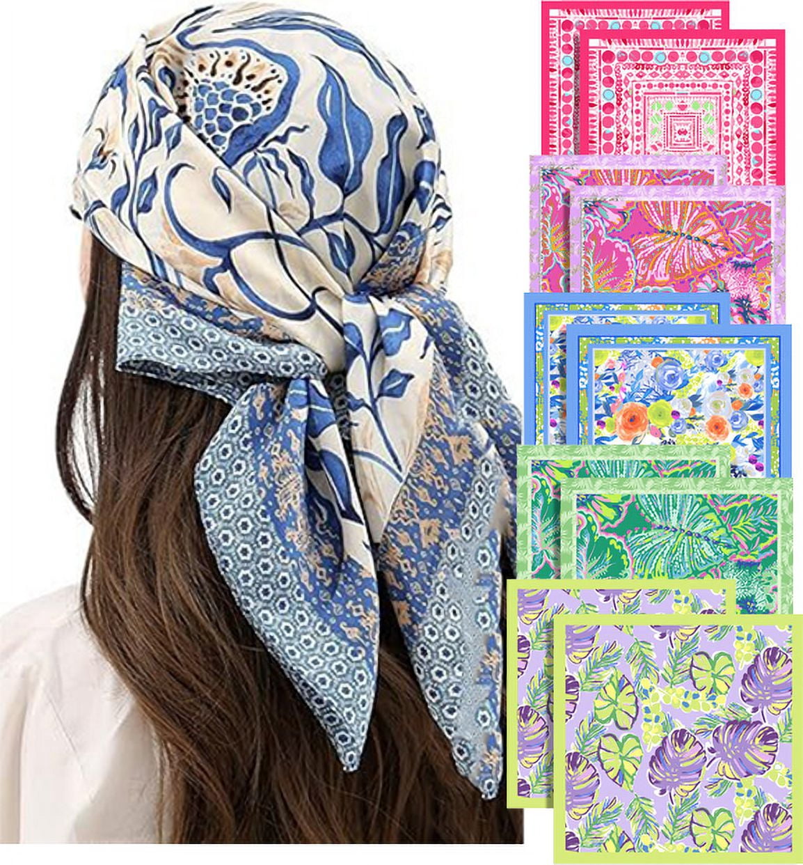 Yoyauz 27 Inch (Approx. 70 cm) Square Silk Turban - Women's Fashion ...