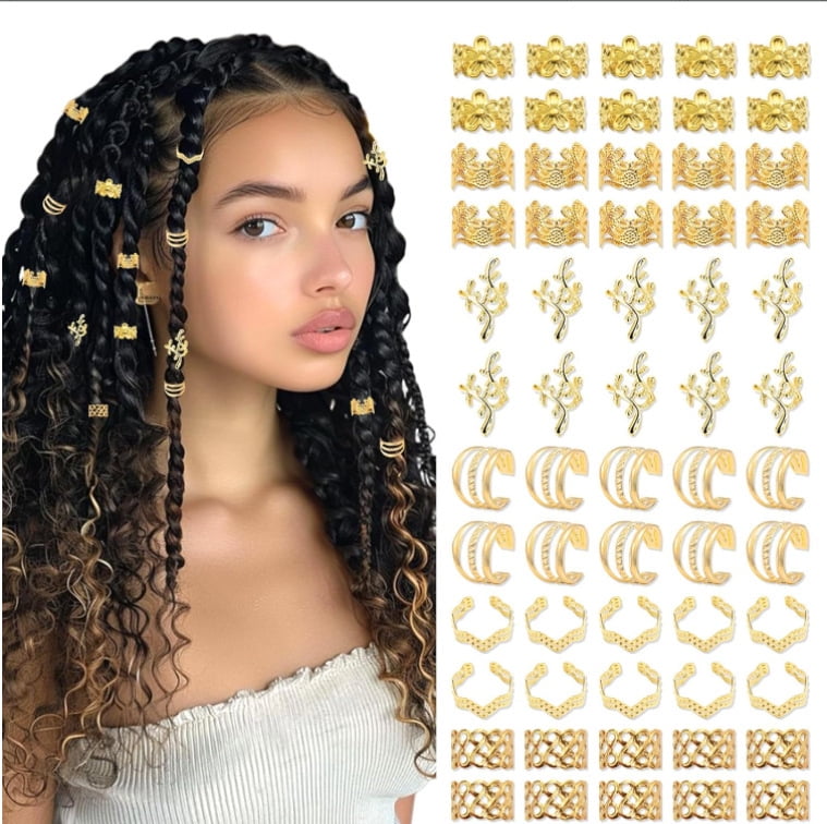 Yoyauz Braided Hair Accessories, 60 Pieces Braided Accessories Metallic ...