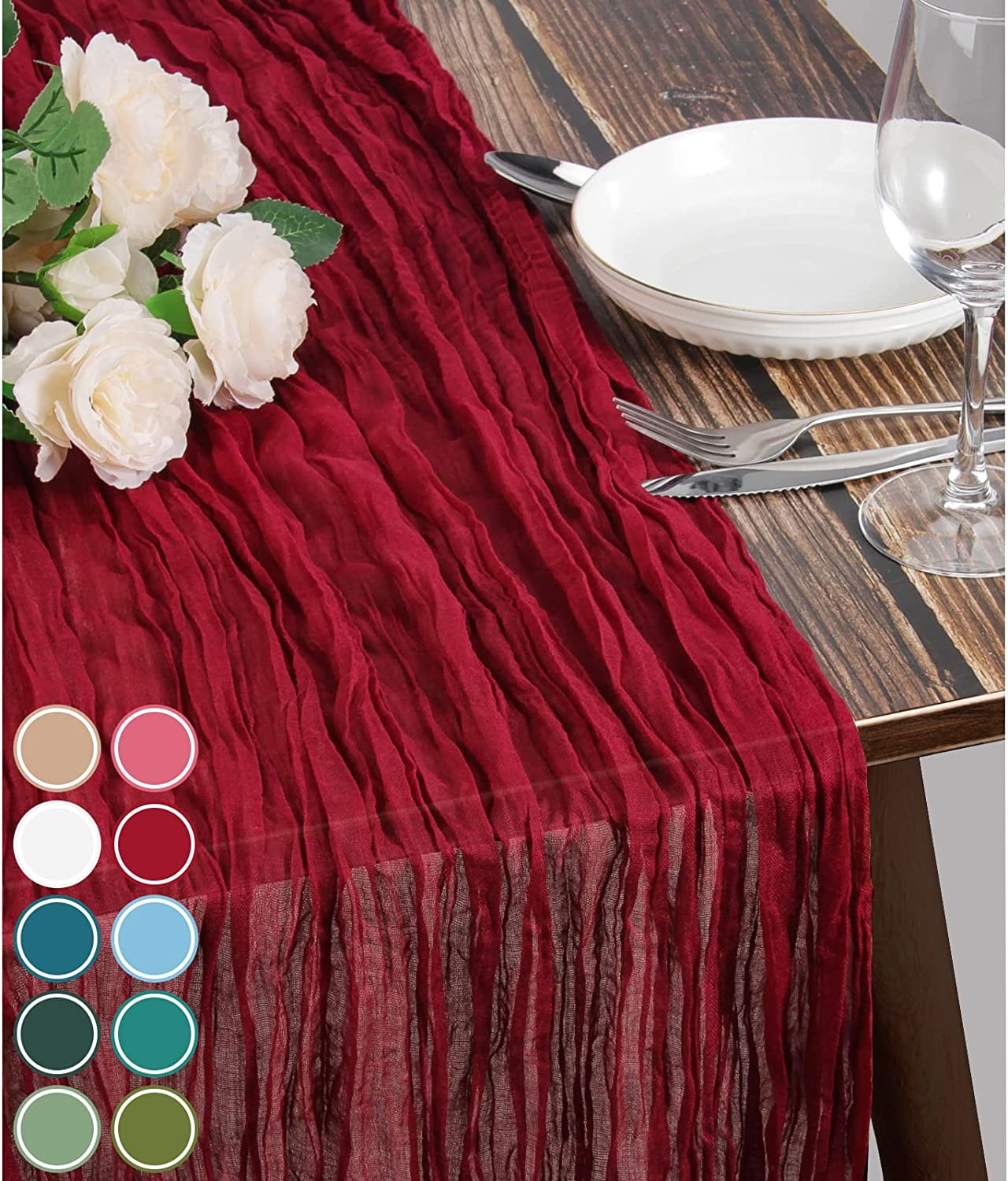 Yoyauz Cheesecloth Table Runner Boho Gauze Cheese Cloth Table Runner ...