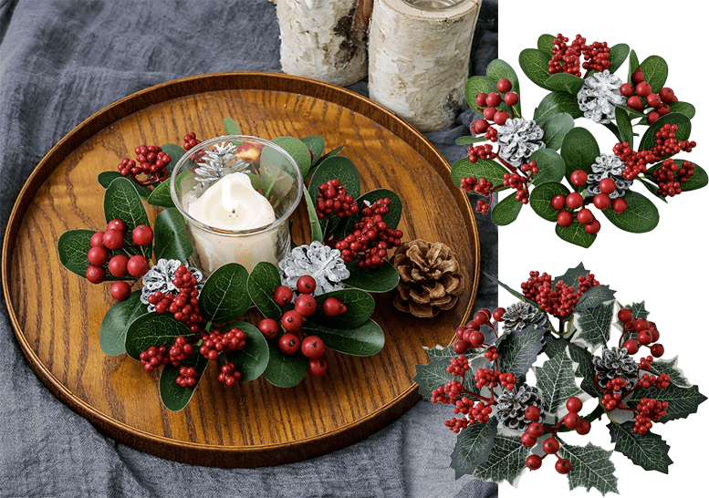 Yoyauz Christmas Candle Wreaths Wreaths Small Christmas Kitchen ...