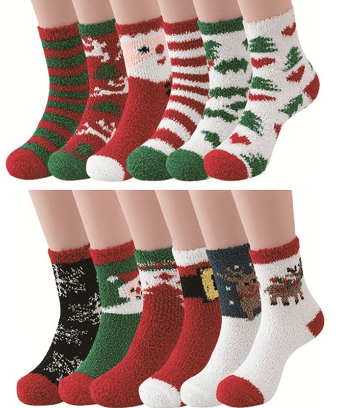 Yoyauz Christmas Stocking Slippers - Plush Socks for Women, Colorful ...