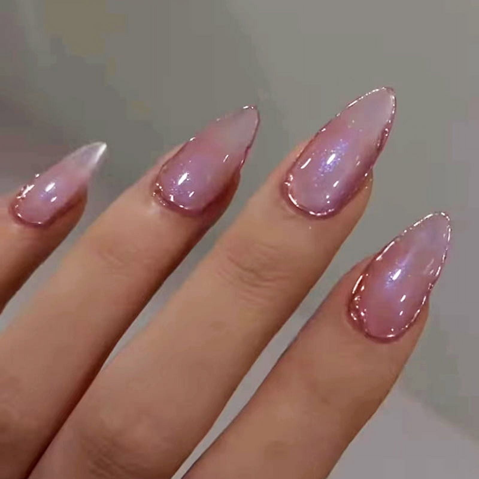 Yoyauz Coffin Pressed Nails Long Fake French Nails Full Coverage ...