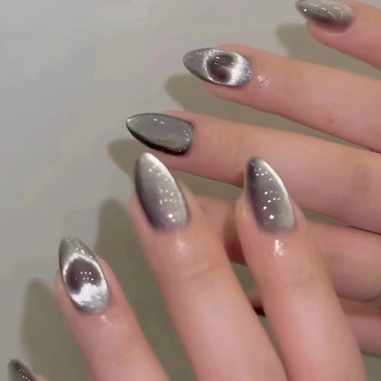 Yoyauz Coffin Pressed Nails Long Fake French Nails Full Coverage ...