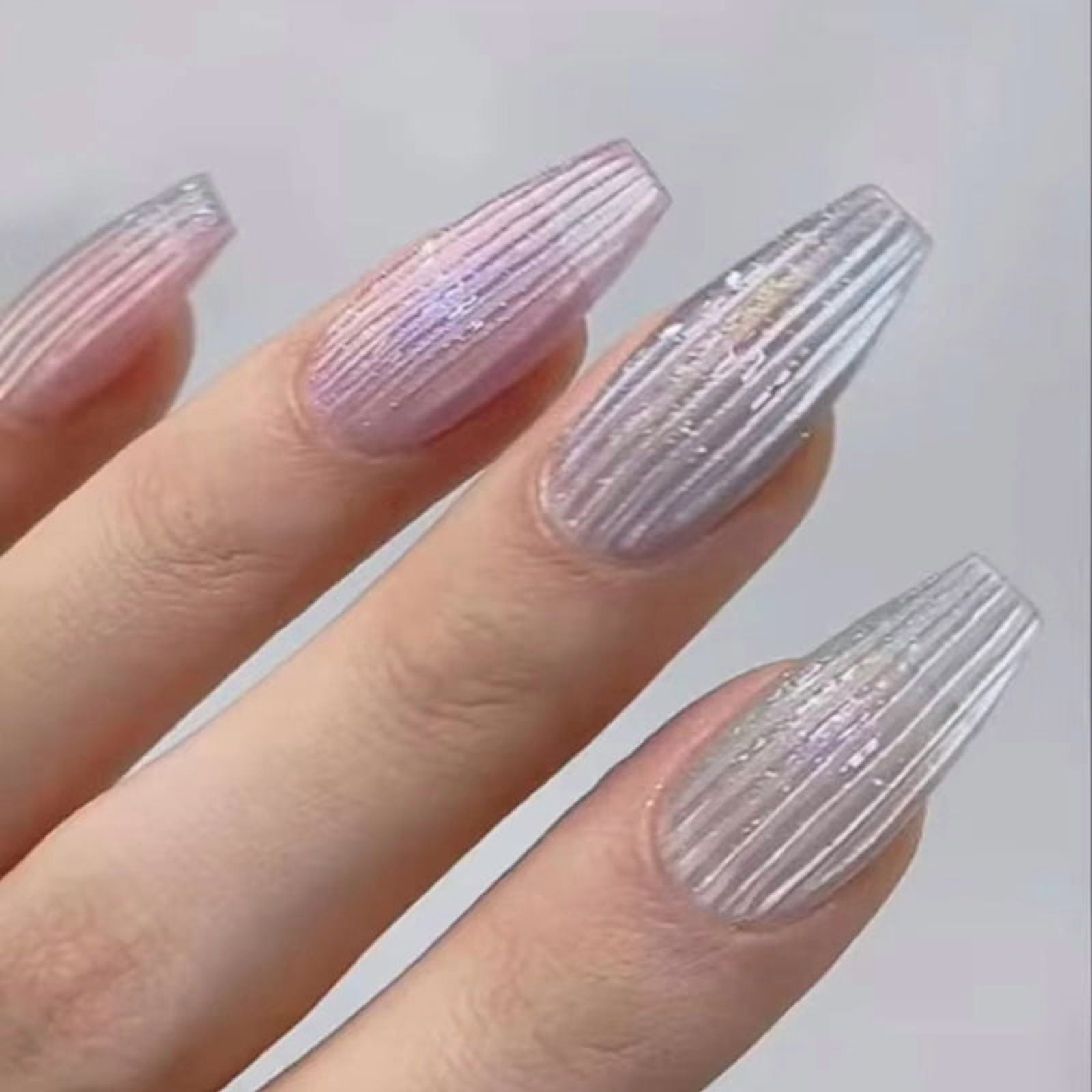 Yoyauz Coffin Pressed Nails Long Fake French Nails Full Coverage ...