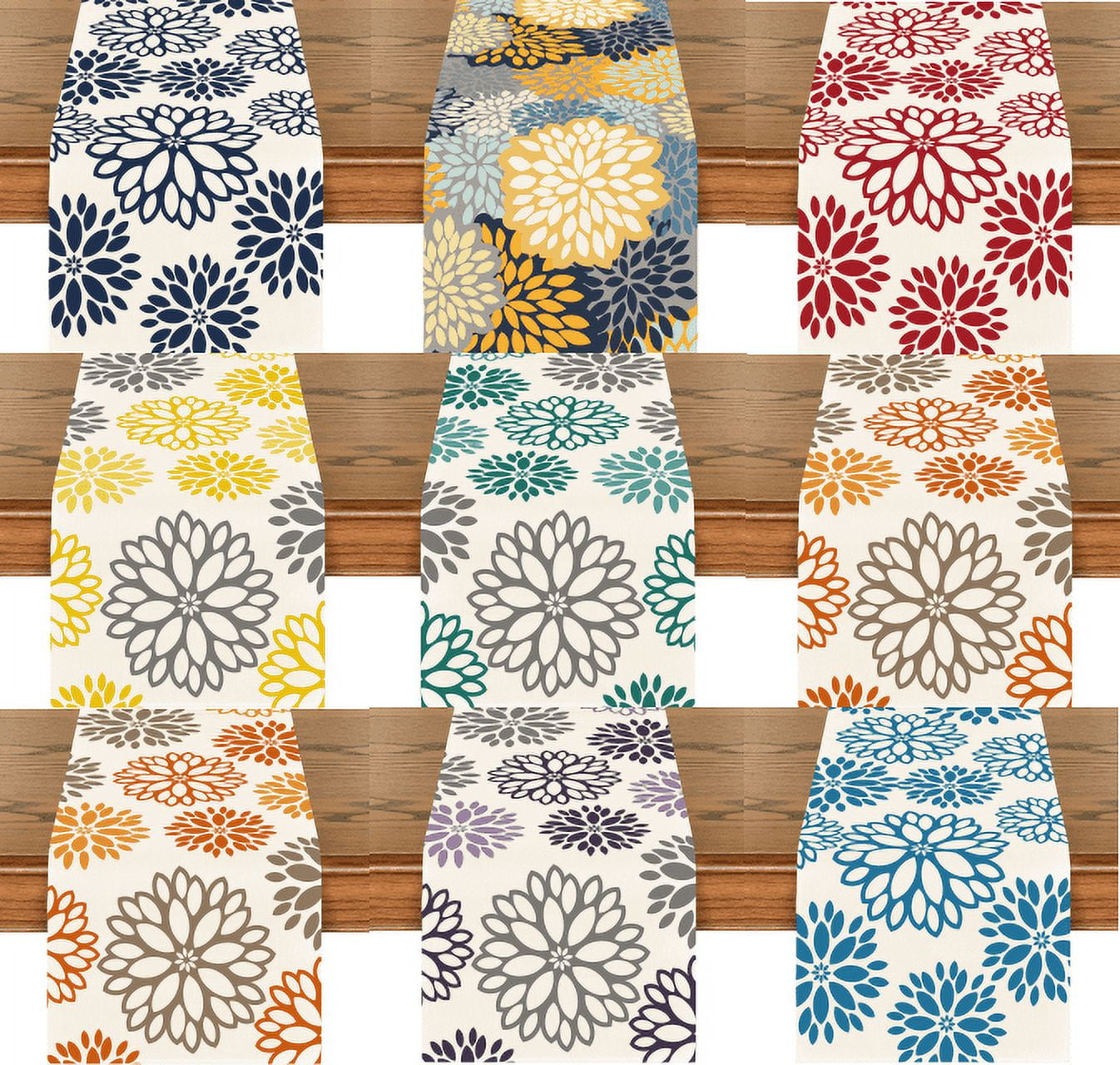 Yoyauz Dahlia Table Runner Modern Elegant Flower Table Runners ...