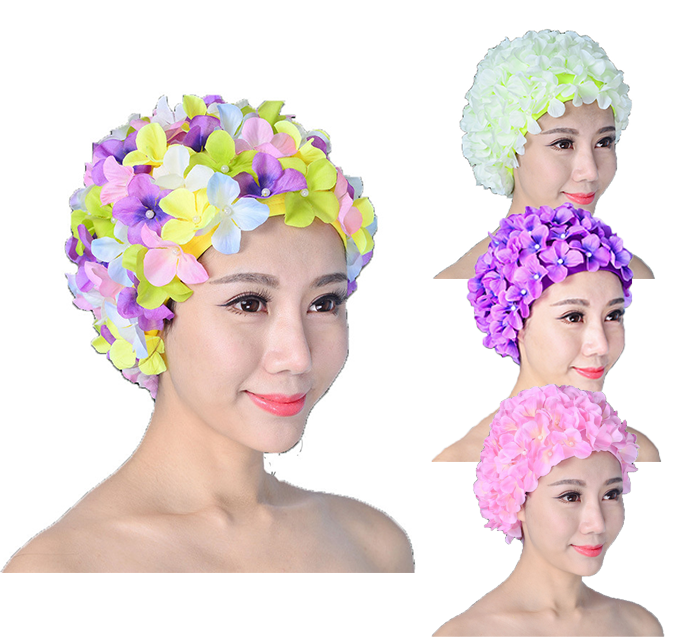 Yoyauz Flower Swimming Cap Petal Hair Hair Care with Floral Swimming ...