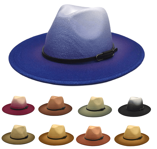 Yoyauz Gradient Woolen Top Hats, Vintage Wide Brim, Warm Wool Fedora ...