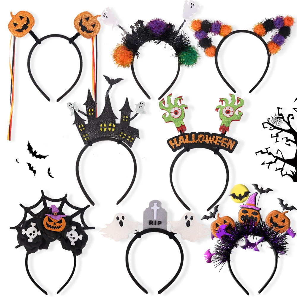 Yoyauz Halloween Headband Pumpkin Witch Hat Bat Spider Headband Halloween Costume Party Makeup ...