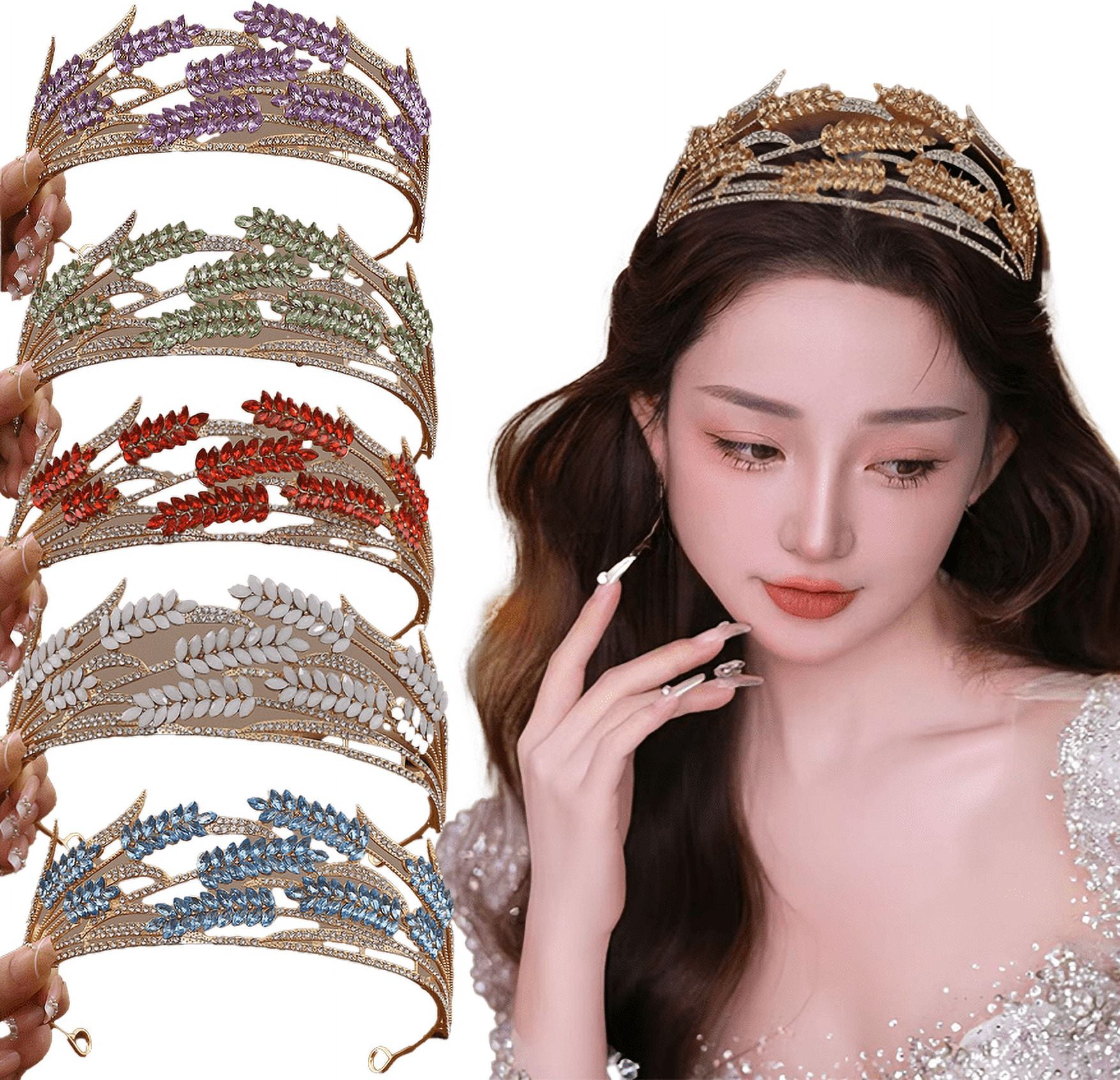 Yoyauz Lady Golden Crown Wheat Ears Crystal Princess Crown Crystal ...