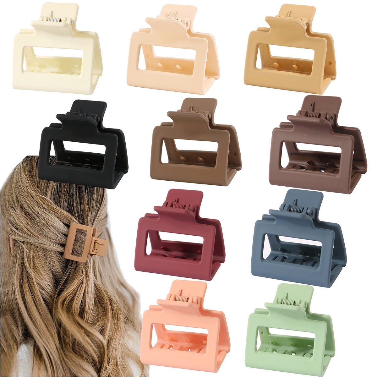 Yoyauz Square Small Hair Clips for Women Girls,2 Inch Matte Rubber ...