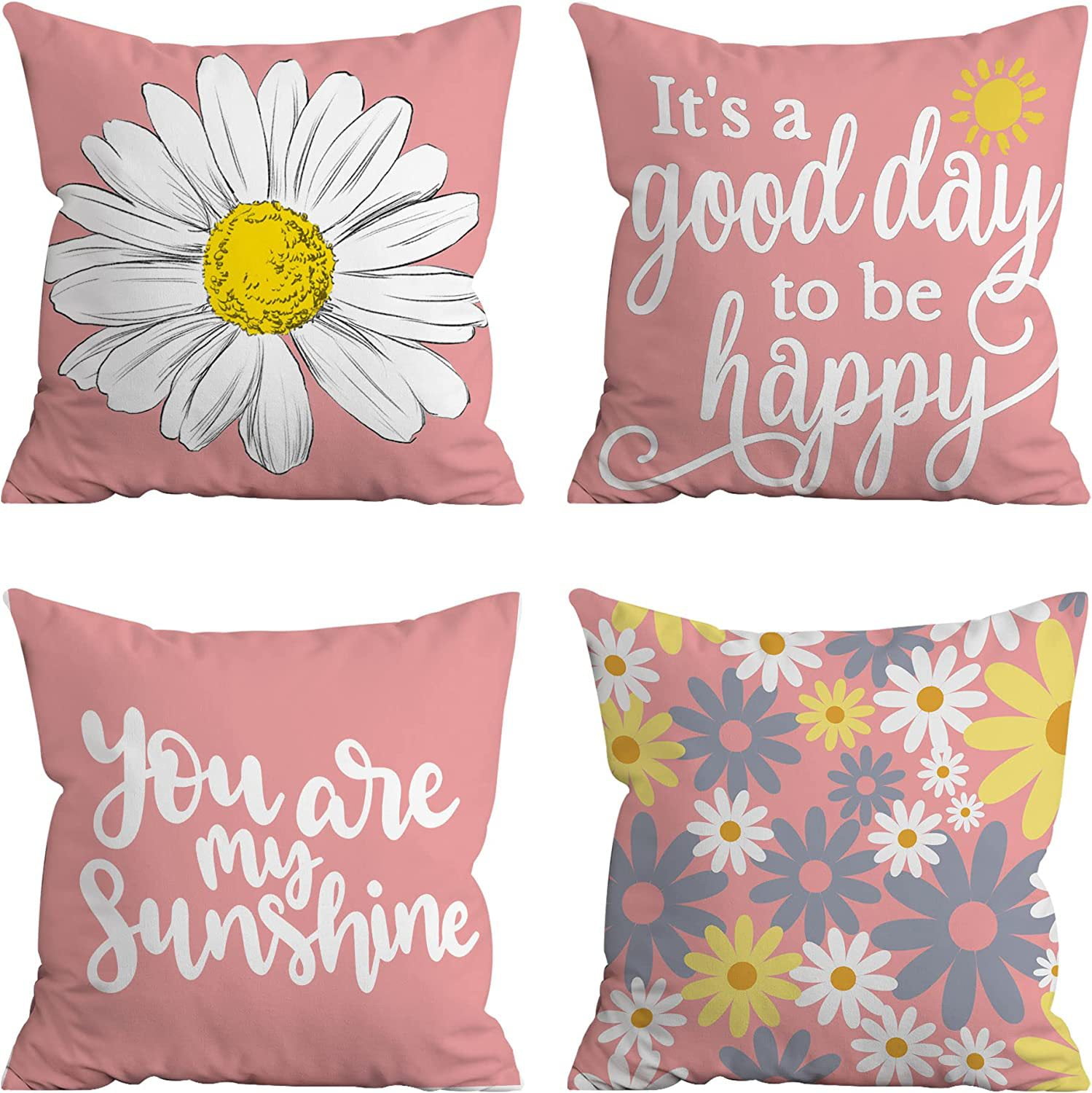 Yoyauz Summer Pillow Covers 18x18,Sunflower Decorative Spring Daisy ...