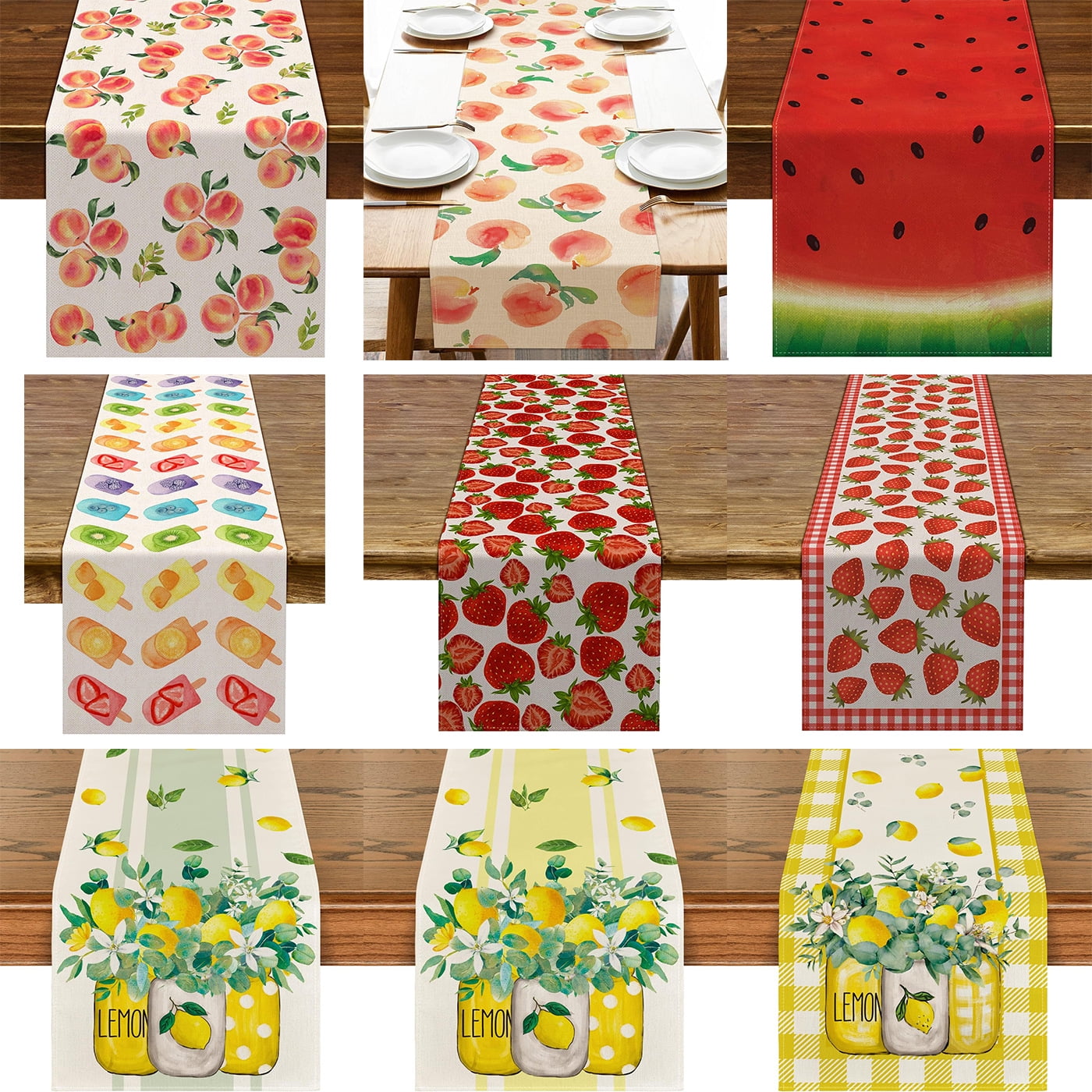 Yoyauz Table Runner 13"x72" Inch Summer Fruit Print Dessert Shop Table ...