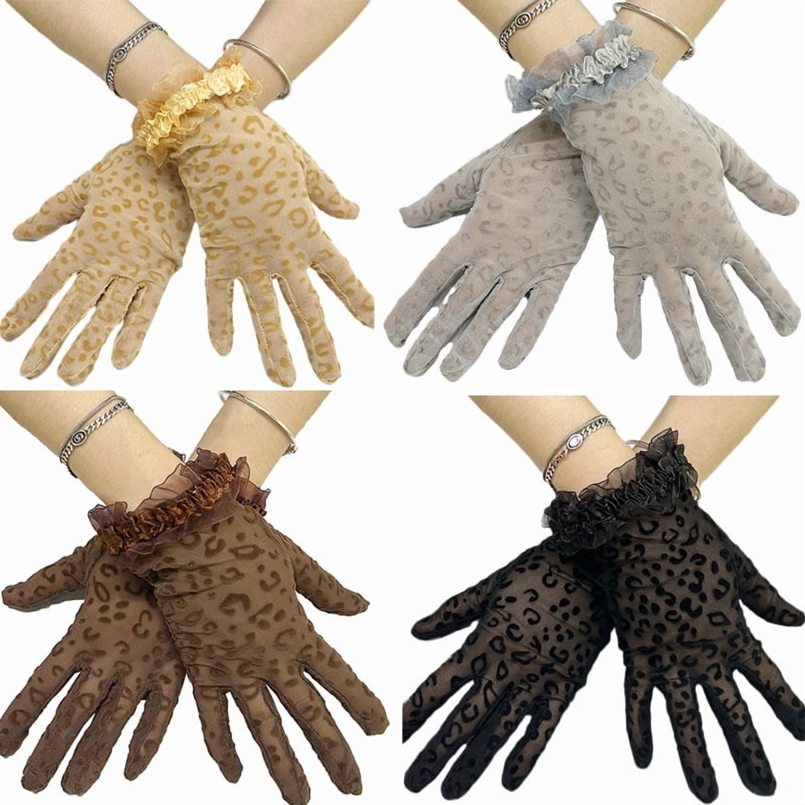Yoyauz Tulle Gloves, Animal Print, Leopard Print Gloves, UV Translucent ...