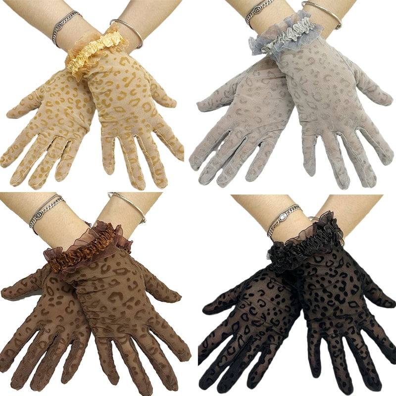 Yoyauz Tulle Gloves, Animal Print, Leopard Print Gloves, UV Translucent ...