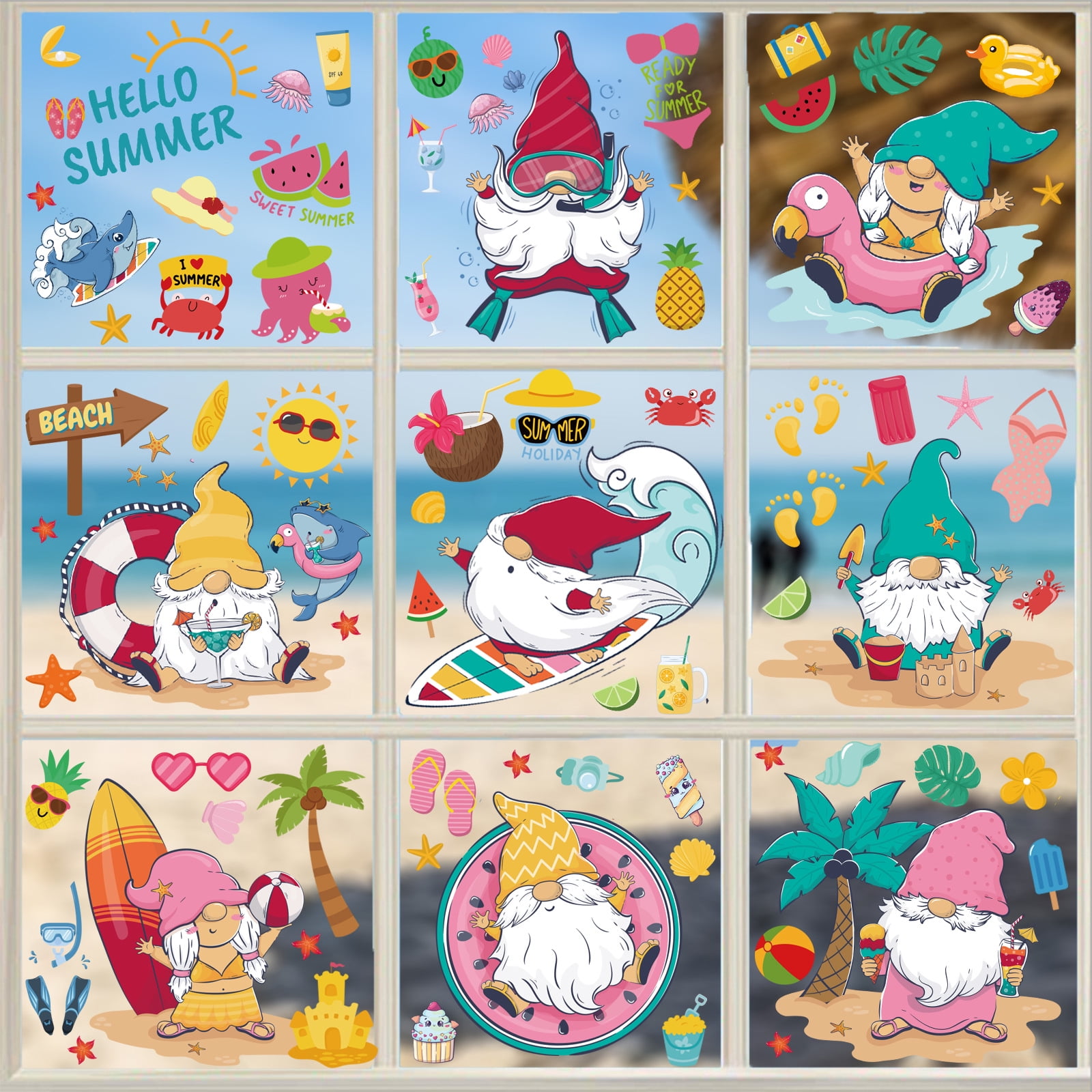 Yoyauz Window Absorbent Film, Dwarfs, Beach Stickers, Static ...