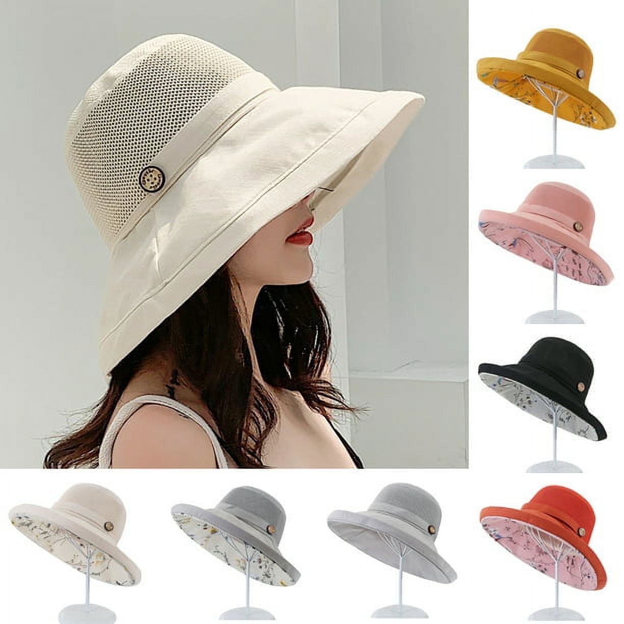 Yoyauz Women Mesh Sun Hats Summer Beach UV Protection UPF Packable Wide Brim Hat - Walmart.com