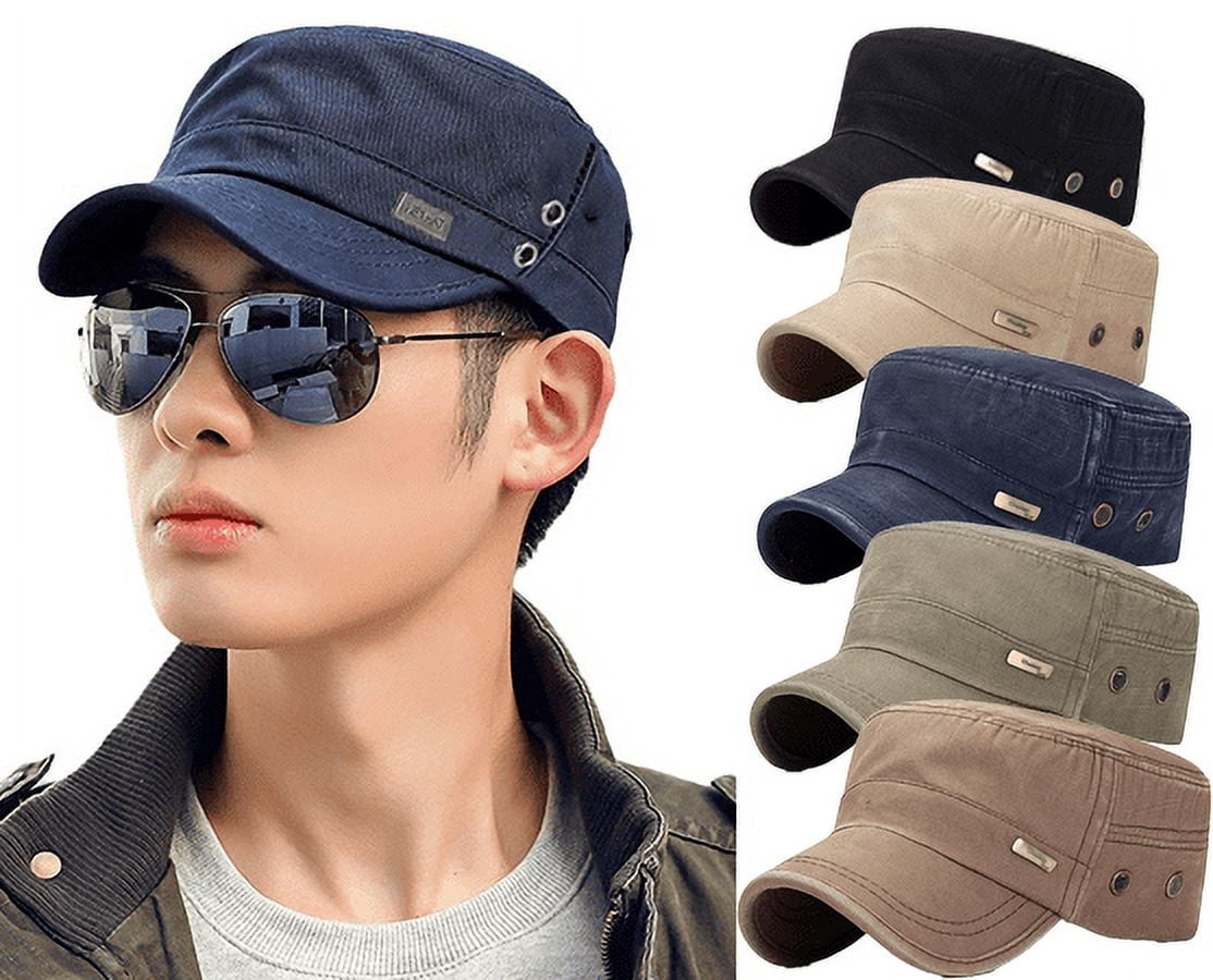 Yoyauz Women and Men Cadet Military Hat Vintage Distressed Cotton Flat ...