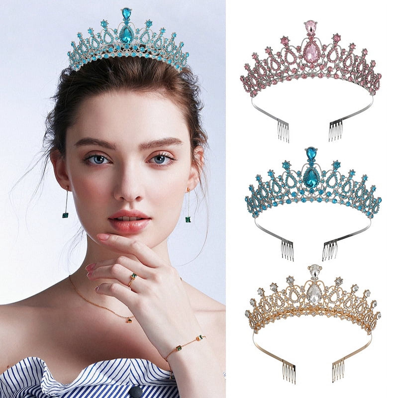 Yoyauz Women's Gemstone Crowns and Crowns, Crystal Queen Crowns, Silver ...