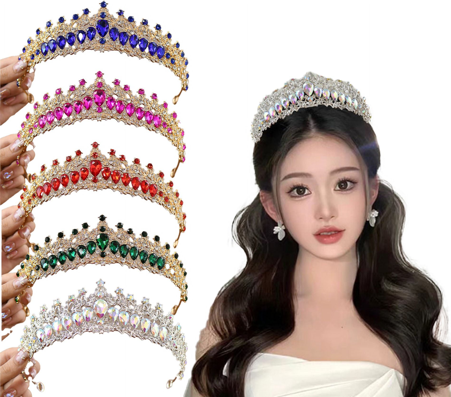 Yoyauz Women's Gold Crown Crystal Princess Tiara Crystal Queen's Crown ...