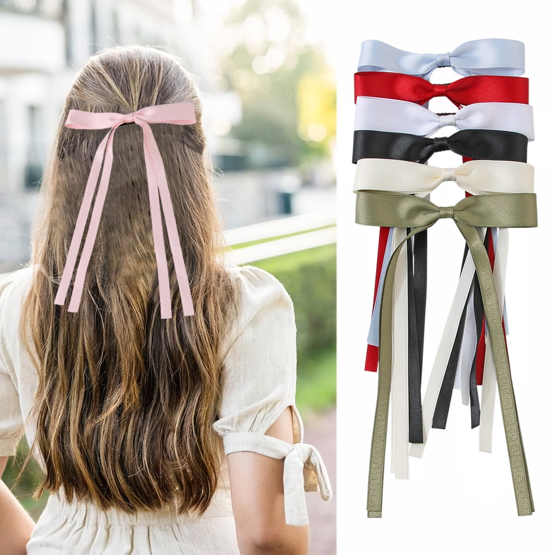 Yoyauz Women's Hair Bows, Solid Hair Bows, Hair Clips, Double Silky ...