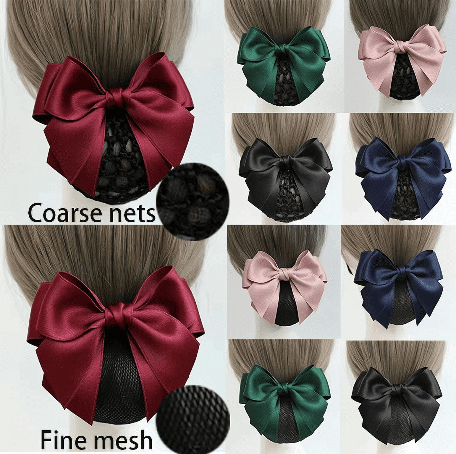 Yoyauz Women's Pro Bow Barrette Hair Clip Cover Bowknot Bun Cover Net ...