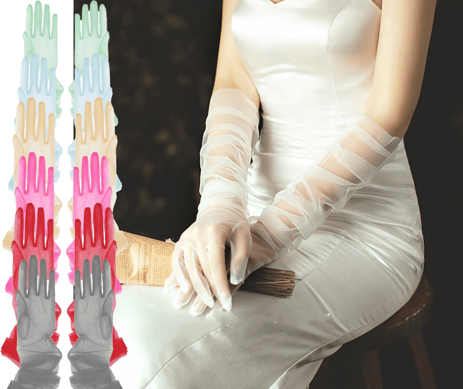 Yoyauz Women's Tulle Extra-long Sexy Sheer Lace Wedding Elastic Ruffled ...