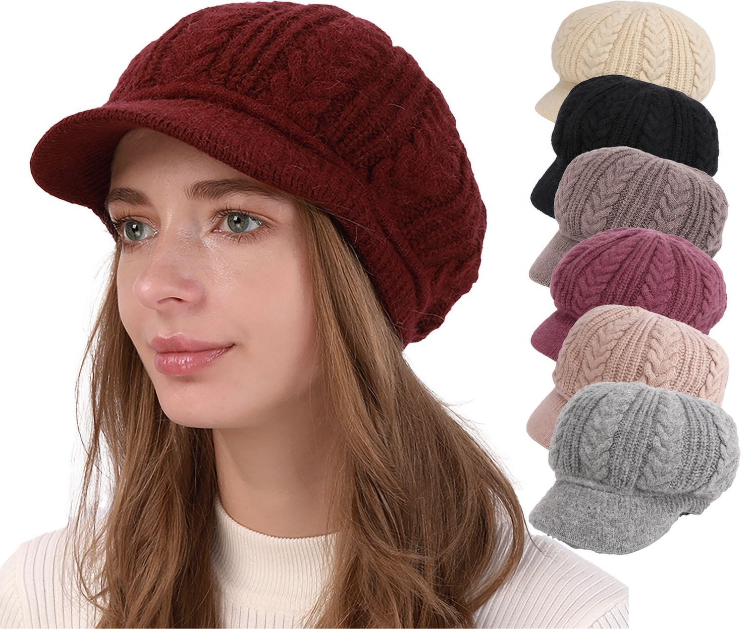 Yoyauz Women's Winter Knit Hats, Winter Brim, Beanies, Women's Casual ...
