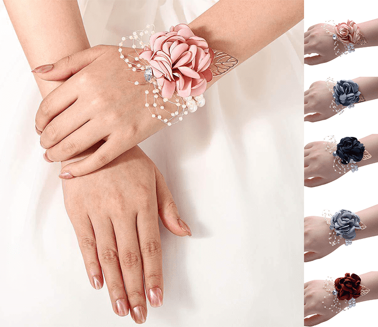Yoyauz Wrist Corsage for Prom, Burgundy Rose Wrist Corsages for Wedding ...