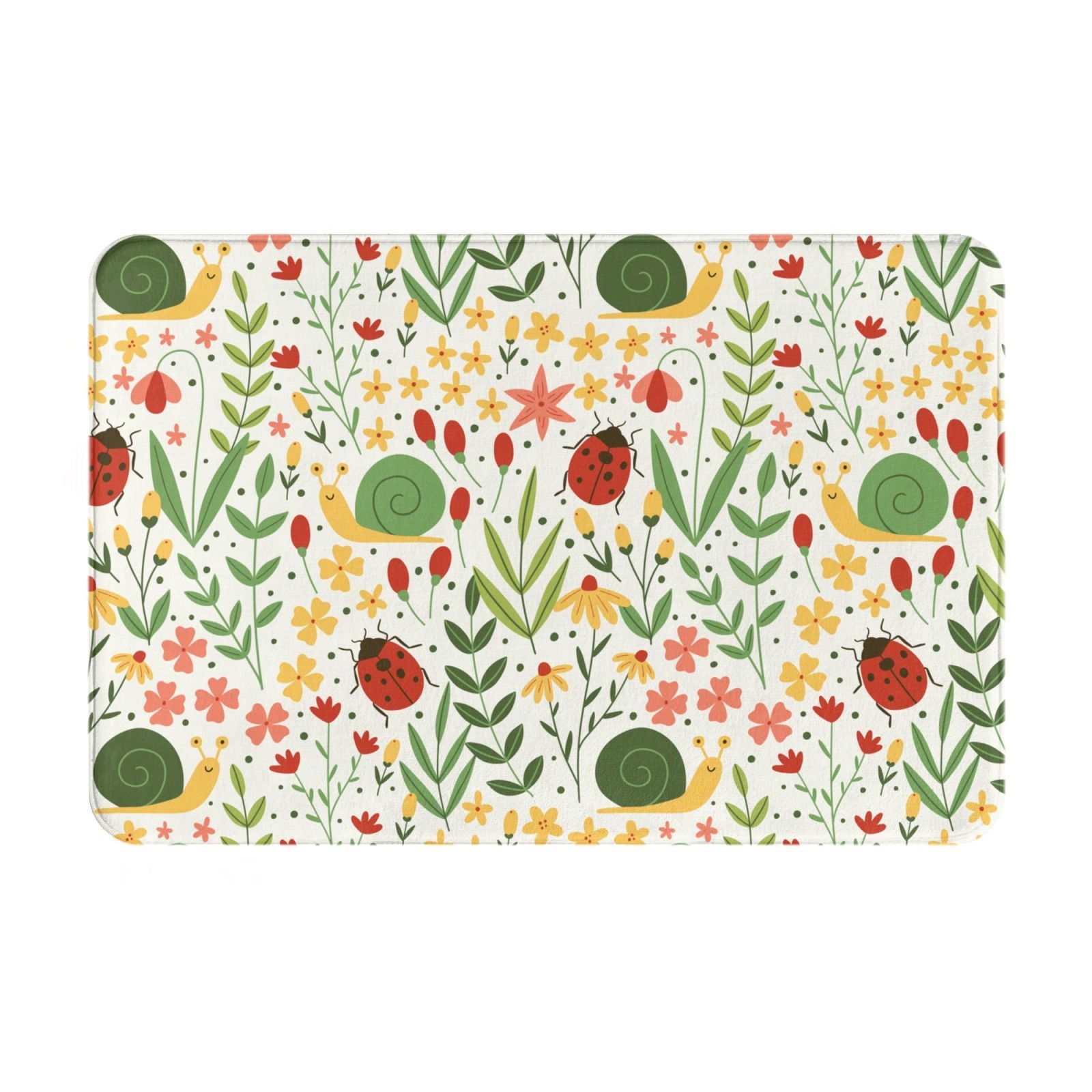 Yoyoae Ladybug And Wild Flowers Print Front Door Mat Outside Entrance ...