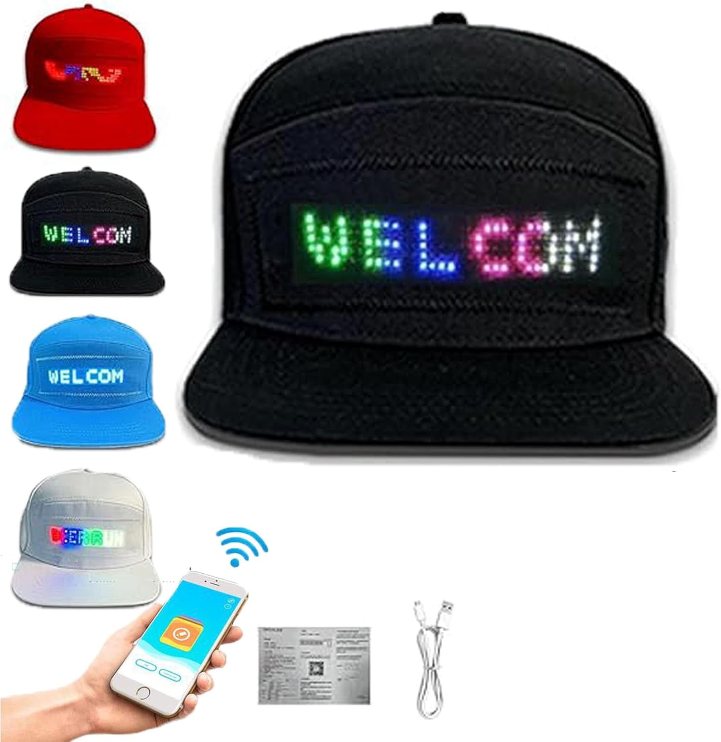 Yoyoway LED Rolling Display Hat Scrolling Hat Customizedgif, Text ...