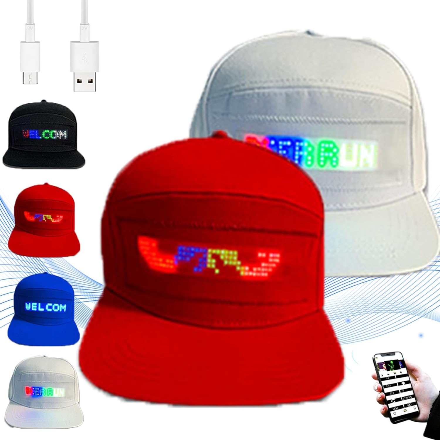 Yoyoway LED Rolling Display Hat, Yoyoway LED Hat Cap, Rechargeable ...