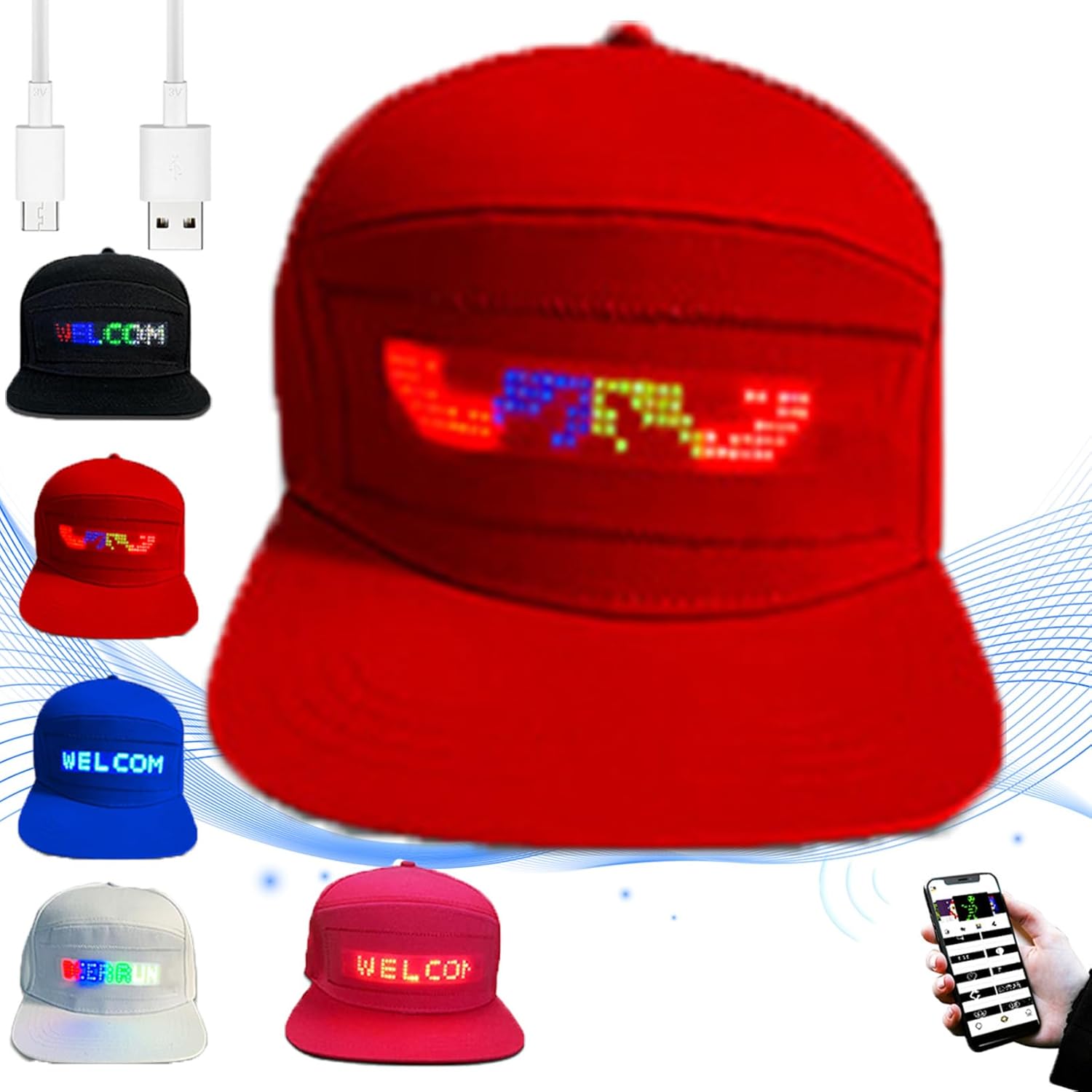 Yoyoway LED Rolling Display Hat, Yoyoway LED Hat Cap, Rechargeable ...