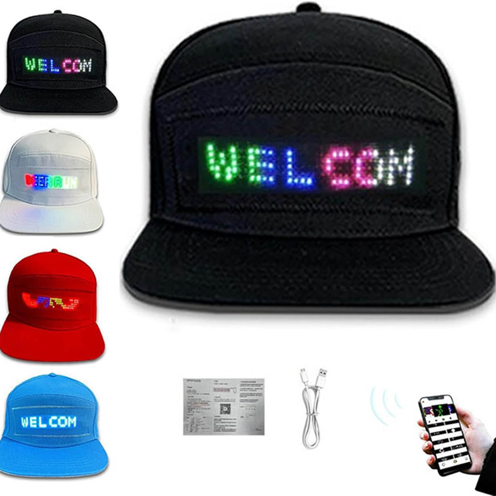 Yoyoway LED Rolling Display Hat, Yoyoway LED Hat, Rechargeable Cool LED ...