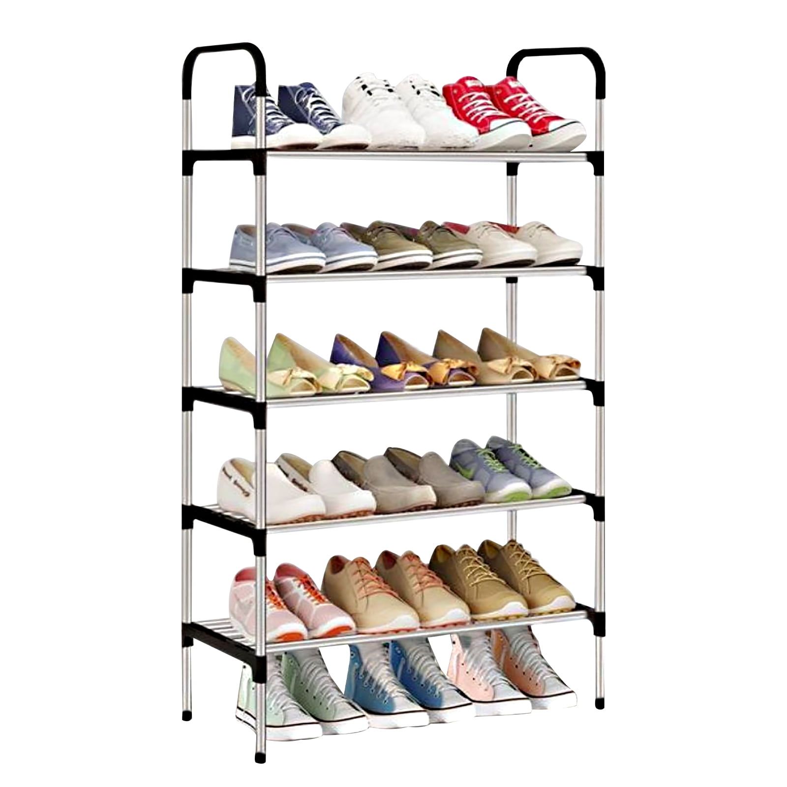 Yoytoo 5 Tier Shoe Rack, Stackable Metal 15 Pairs Shoes Organizer ...