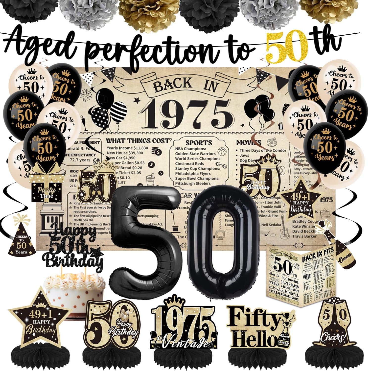 Yoyuspy 50th Birthday Decorations SSF20 Men Women, 35PCS Back in 1975 ...