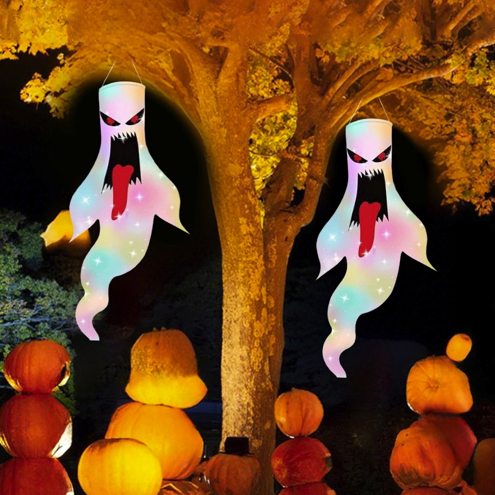 Yoziaaoa 1 Pcs Spooky Animated Windsock with Illuminating Features for ...