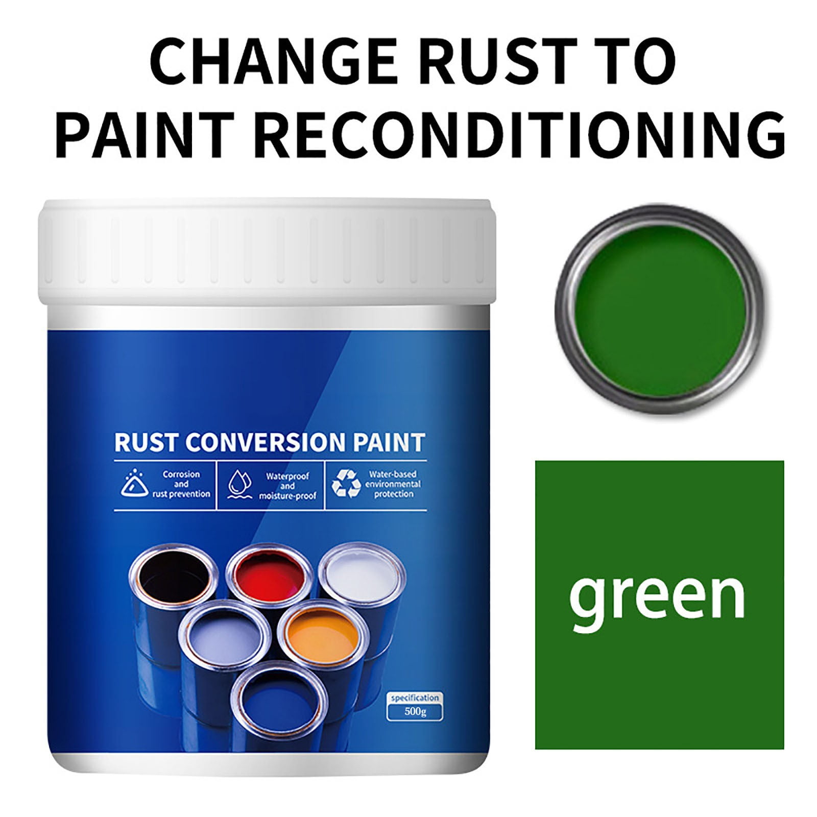 Yoziaaoa 1 Pcs Weatherproof Rust Converter Paint for Metal, 500g 2-in-1 ...